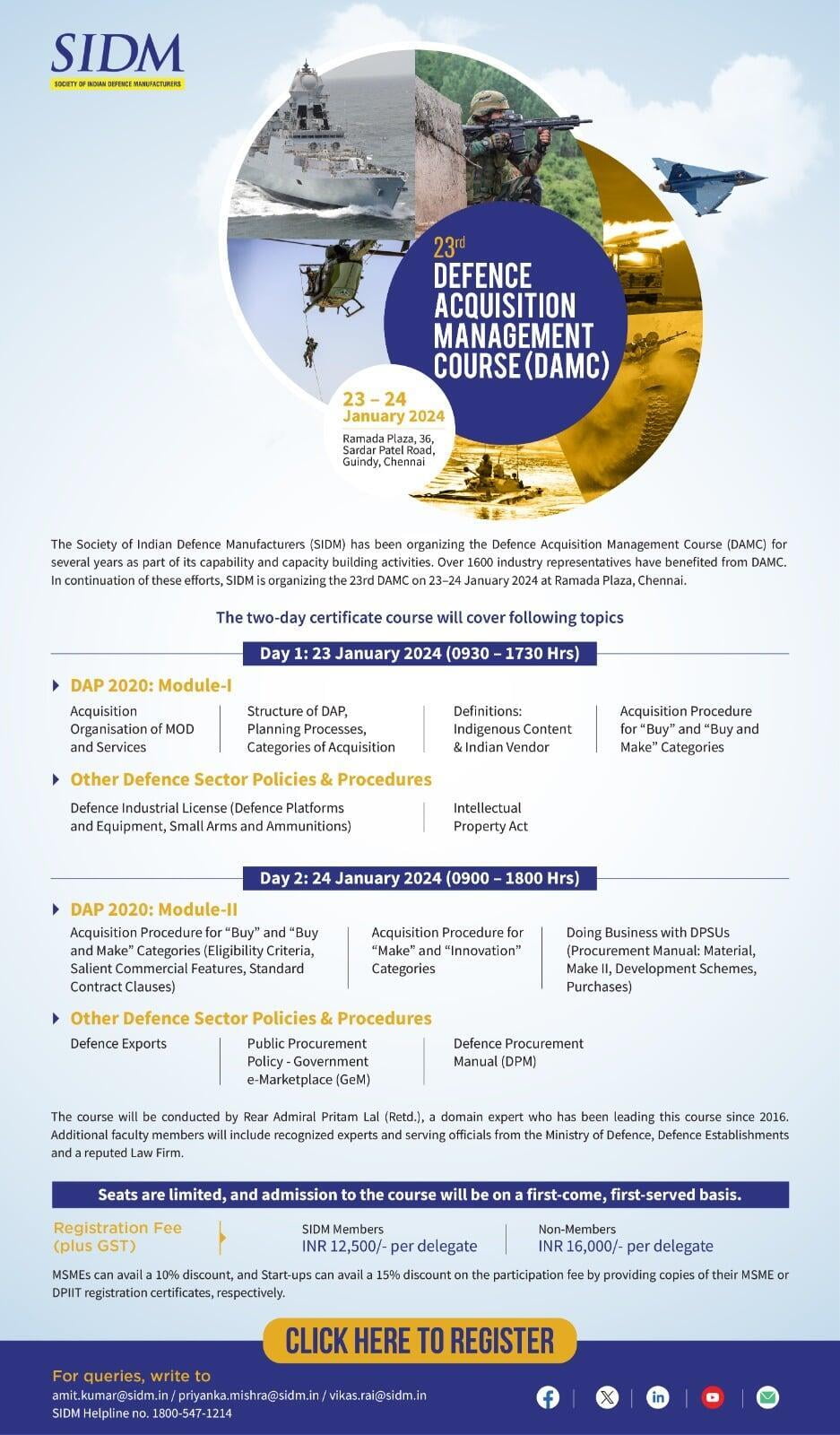 Upcoming Engagements | Society of Indian Defence Manufacturers